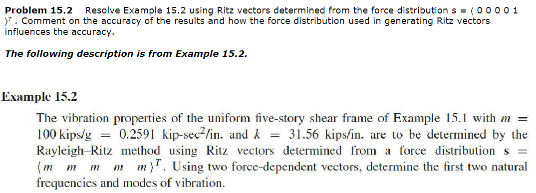 Solved Resolve Example 15.2 ﻿using Ritz vectors determined | Chegg.com