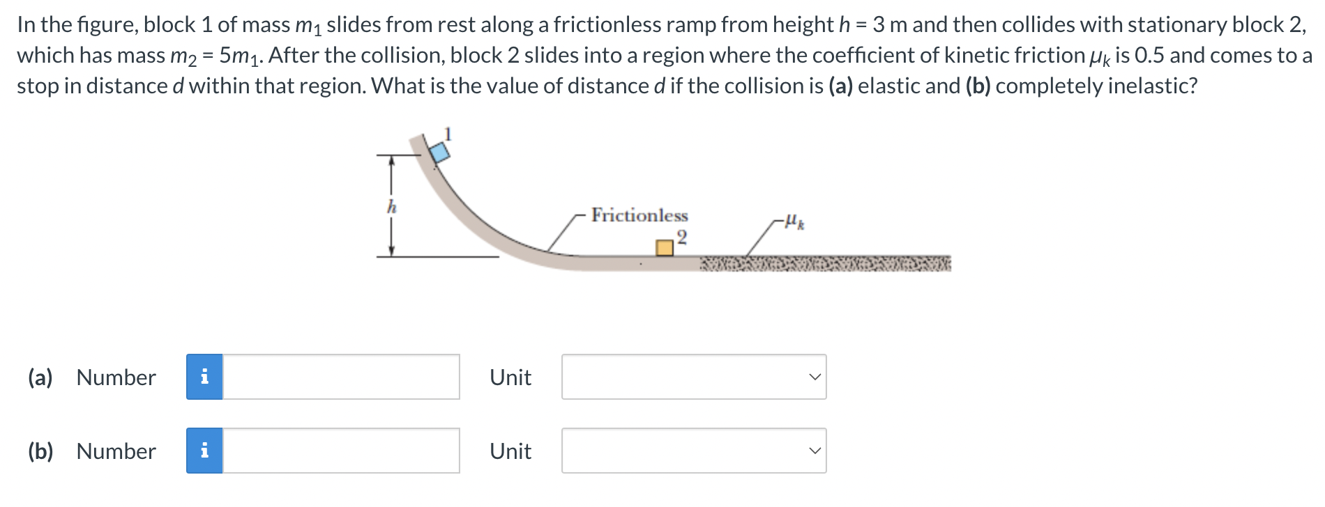 Solved In the figure, block 1 of mass m1 slides from rest | Chegg.com
