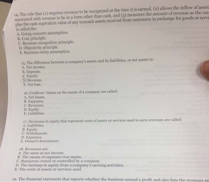 Solved 14. The rule that (1) requires revenue to be | Chegg.com