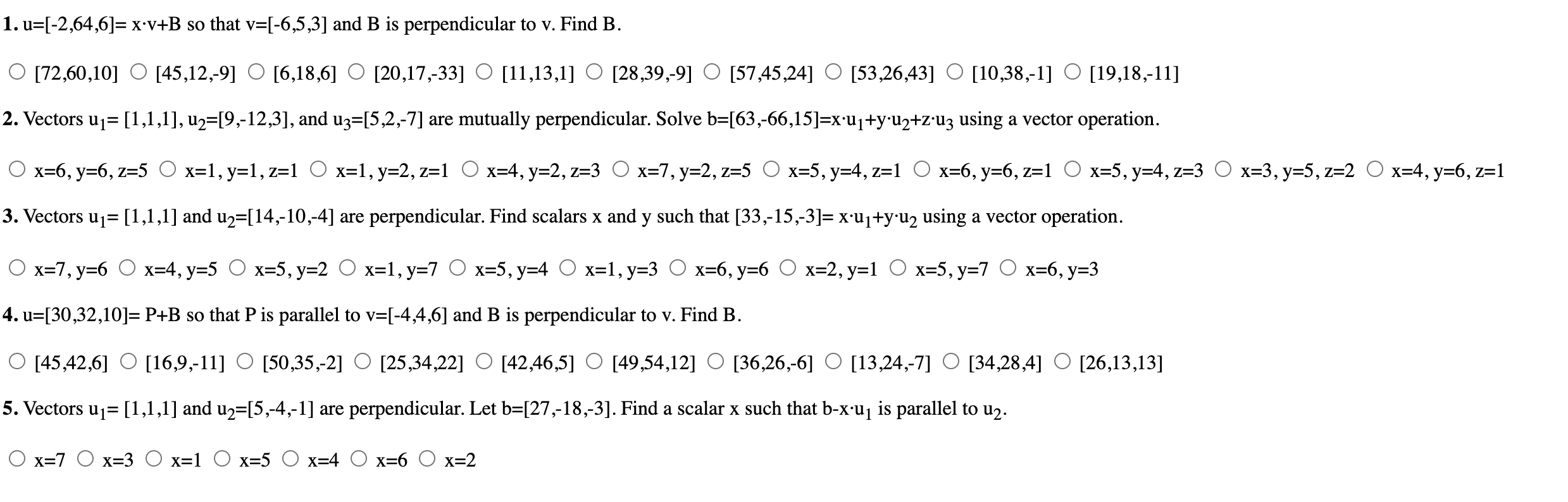 Solved 1. u=[-2,64,6]= x⋅v+B so that v=[-6,5,3] and B is | Chegg.com