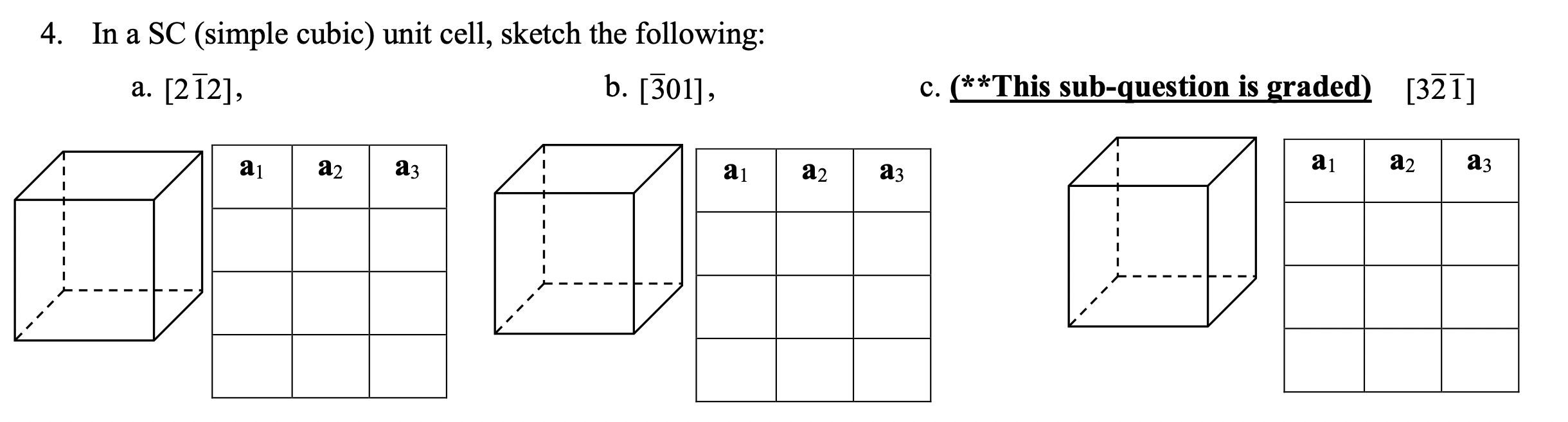 Solved 4. In a SC (simple cubic) unit cell, sketch the | Chegg.com