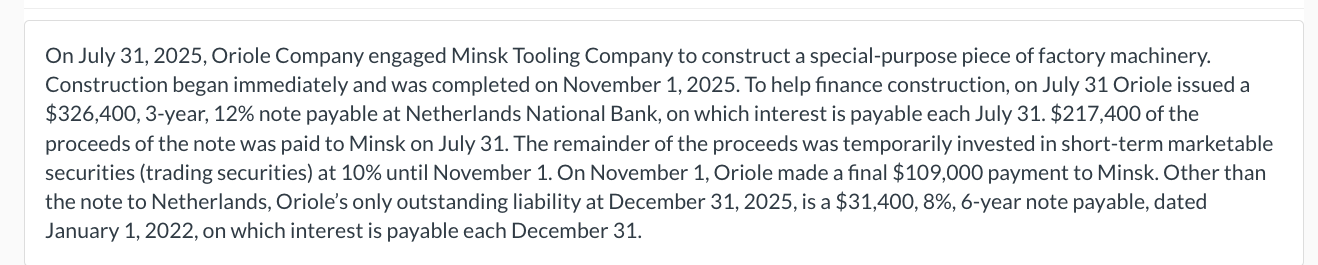 Solved On July 31, 2025, Oriole Company engaged Minsk | Chegg.com