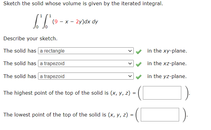 Solved Sketch the solid whose volume is given by the | Chegg.com