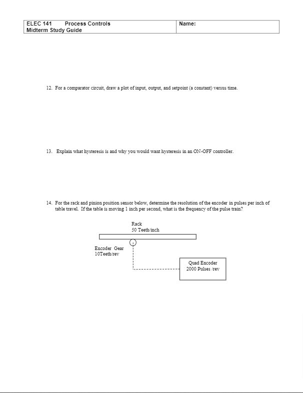 Solved ELEC 141 Process Controls Midterm Study Guide Name: | Chegg.com
