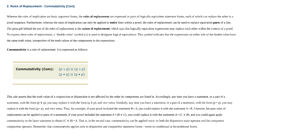 Solved 2. Rules of Replacement - Commutativity (Com) Whereas | Chegg.com Solved 2. Rules of Replacement - Commutativity (Com) Whereas | Chegg.com