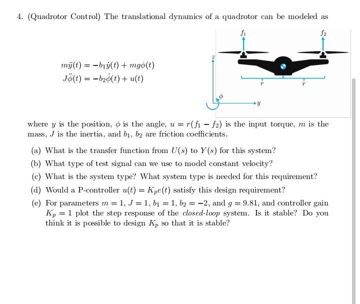 4. (Quadrotor Control) The translational dynamics of | Chegg.com
