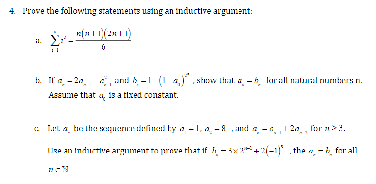 Solved 4. Prove the following statements using an inductive | Chegg.com