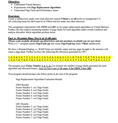 Objective: • Understand Virtual Memory • Experiments | Chegg.com