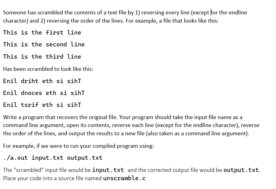 Solved Someone has scrambled the contents of a text file by | Chegg.com