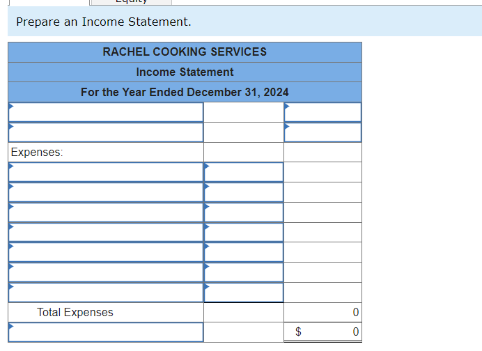 Solved On December 31, 2024, Rachel Cooking Services reports | Chegg.com
