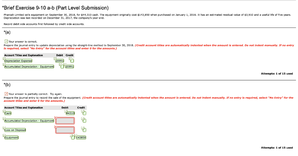 Solved *Brief Exercise 9-10 a-b (Part Level Submission) | Chegg.com