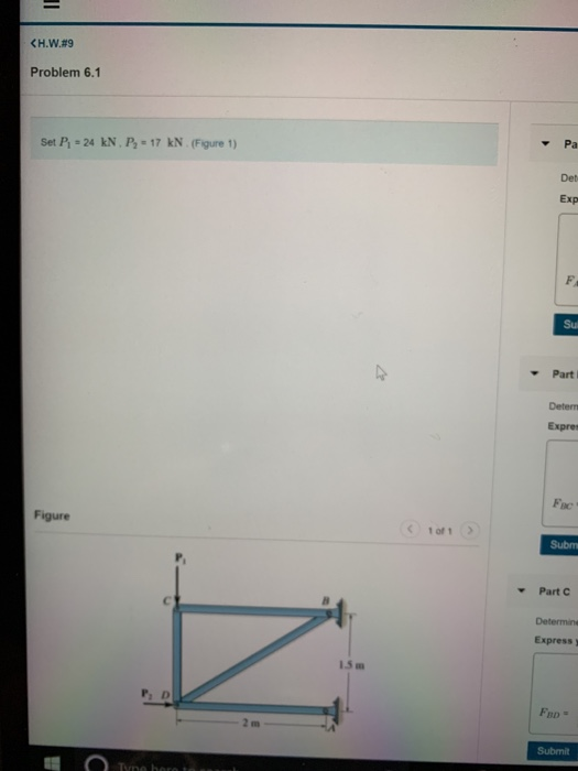 Solved Problem 6.1 Pa Set Pi 24 kN, P-17 kN. (Figure 1) Det | Chegg.com