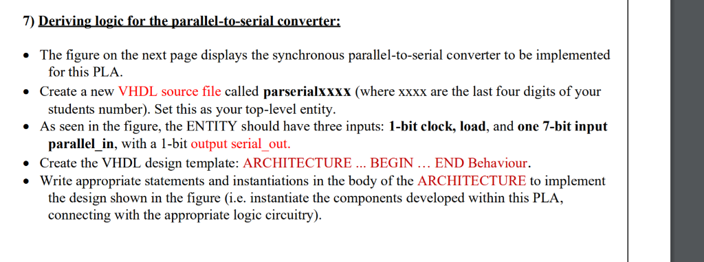 7) Deriving logic for the parallel-to-serial | Chegg.com
