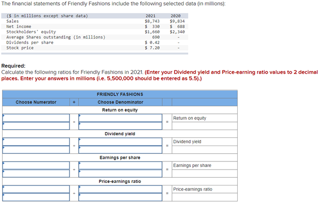 Solved Required: Calculate the following ratios for Friendly | Chegg.com
