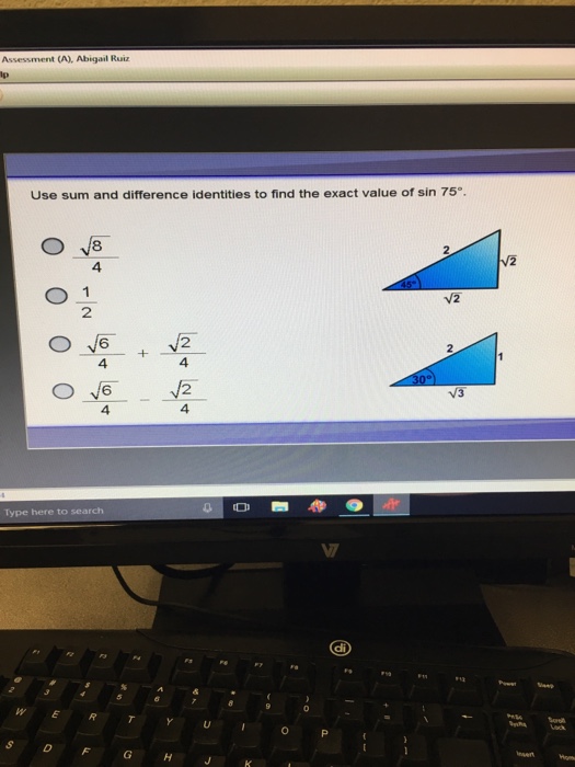 Solved Use sum and difference identities to find the exact | Chegg.com