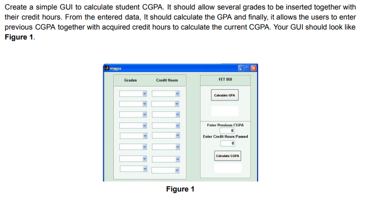 Solved Create a simple GUI to calculate student CGPA. It | Chegg.com