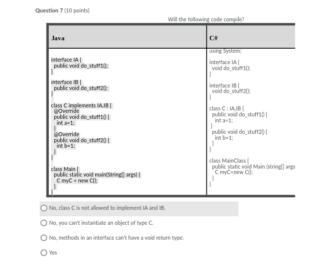 Solved Question 3 (10 points) Will the following code | Chegg.com