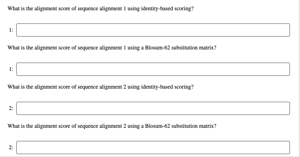 What Is The Alignment Score Of Sequence Alignment 1 