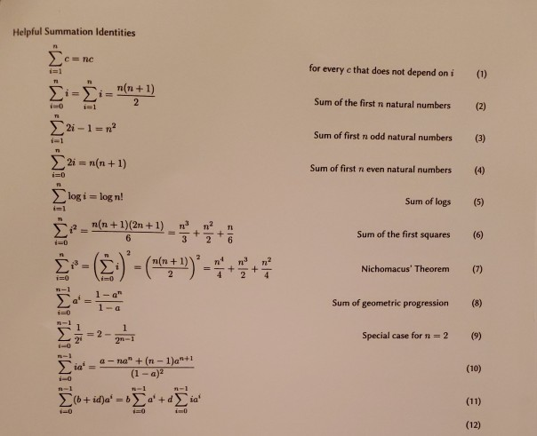 Solved Use the summation identities on the last page to | Chegg.com