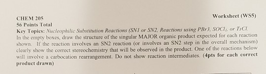 Solved CHEM 205 Worksheet (WS5) 56 Points Total Key Toples: | Chegg.com