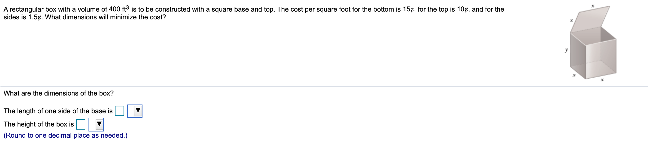 Solved A rectangular box with a volume of 400 ft3 is to be | Chegg.com