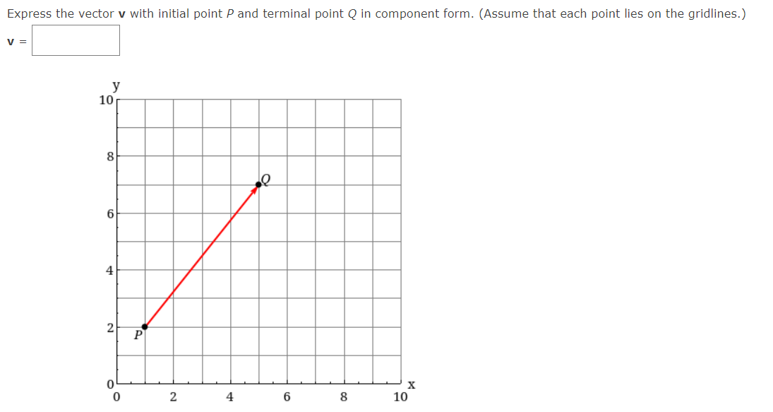 Solved Express the vector v with initial point P and | Chegg.com