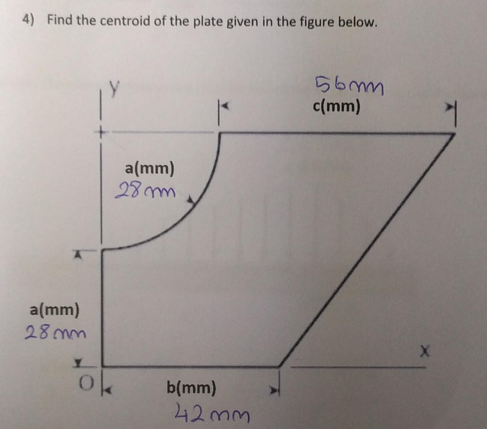 Find the centroid of the plate given in the figure | Chegg.com