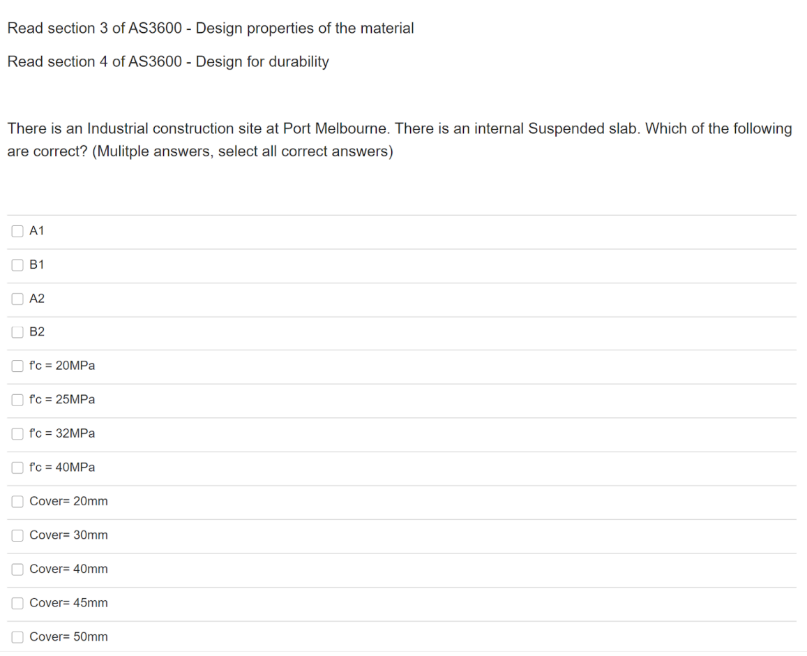Solved Read section 3 of AS3600 - Design properties of the | Chegg.com