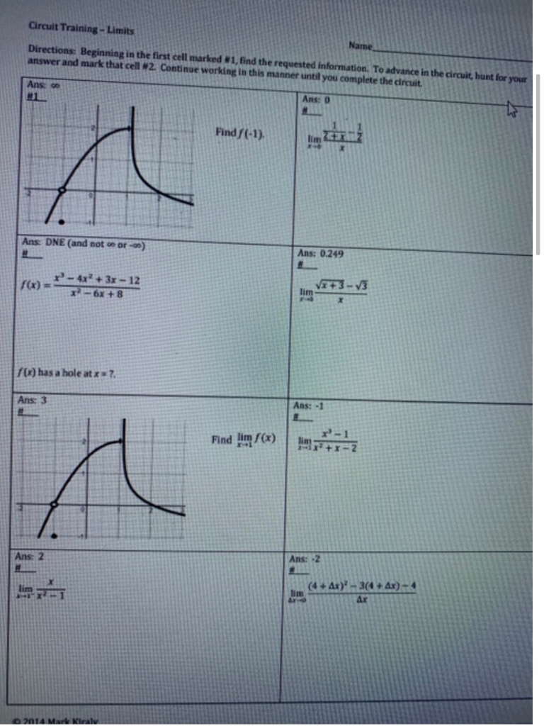 Solved Circuit Training - Limits Directions: Beginning in | Chegg.com