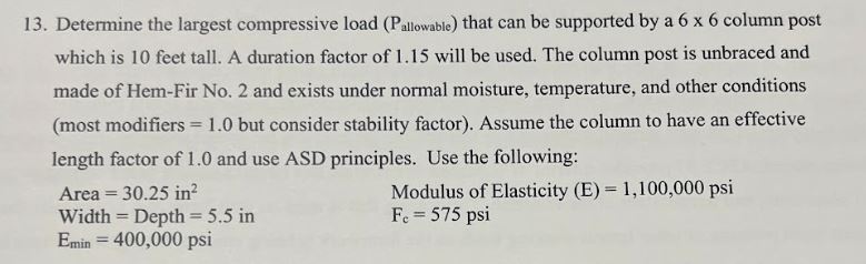 Solved Determine the largest compressive load | Chegg.com