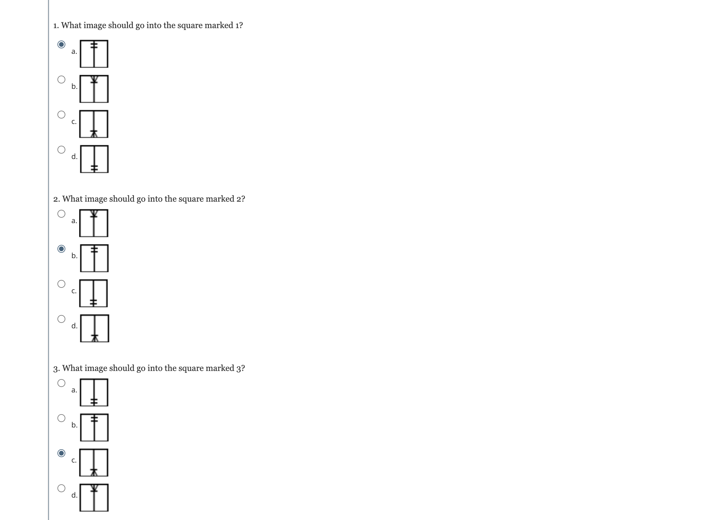 Solved 1. What image should go into the square marked 1 ? a. | Chegg.com