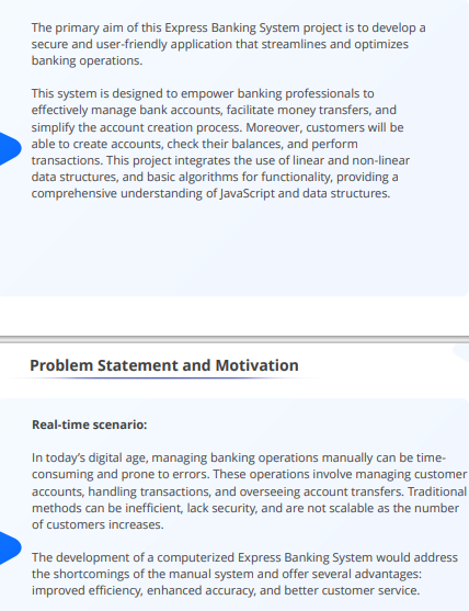 Solved The primary aim of this Express Banking System | Chegg.com