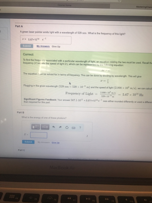 Solved Part A green laser pointer emits light with a | Chegg.com