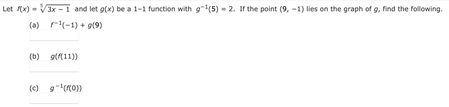 Solved Let f(x)=53x−1 and let g(x) be a 1−1 function with | Chegg.com