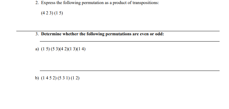 Solved 2. Express the following permutation as a product of | Chegg.com