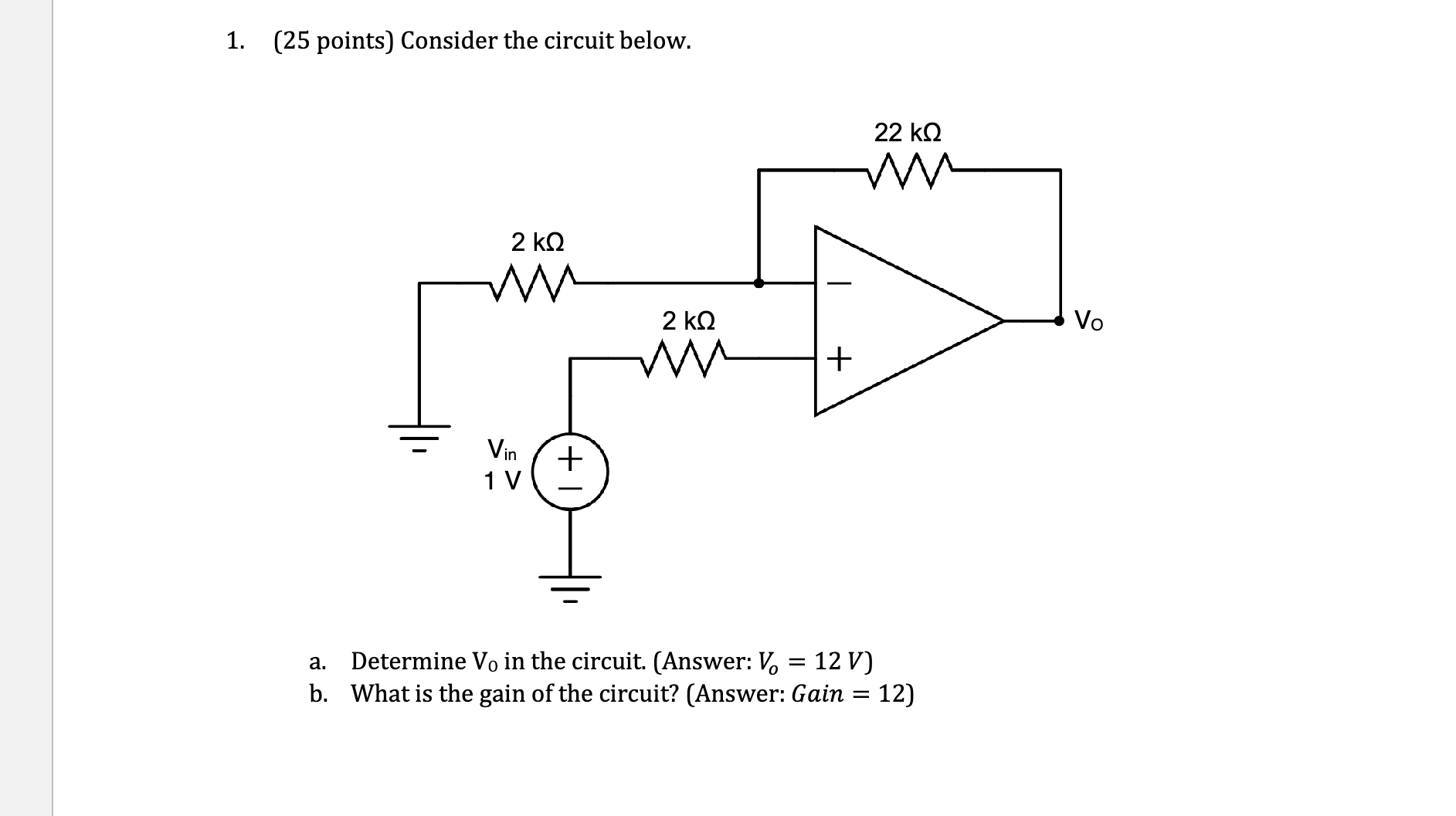 Solved (25 ﻿points) ﻿Consider the circuit below.a. | Chegg.com