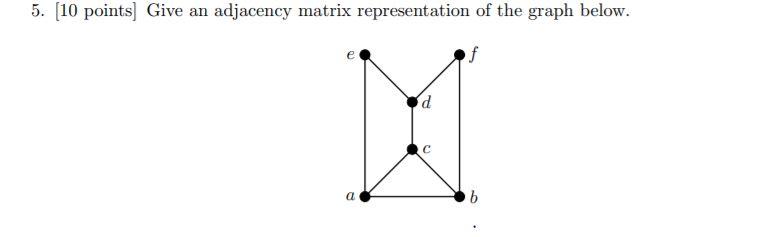 Solved 5. (10 points Give an adjacency matrix representation | Chegg.com