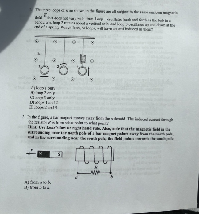 Solved 1. The three loops of wire shown in the figure are | Chegg.com