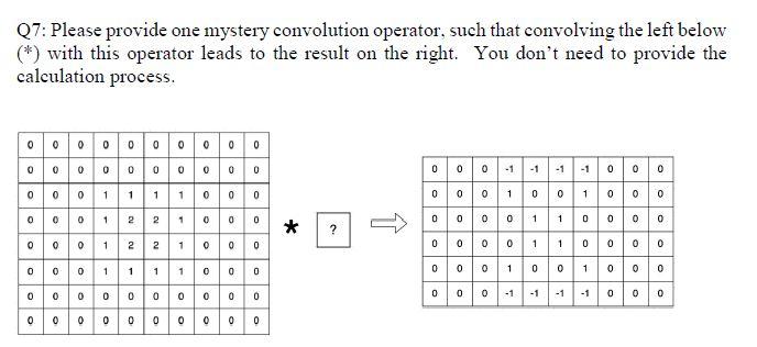 Solved Q7: Please provide one mystery convolution operator, | Chegg.com