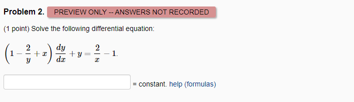 Solved Problem 2. PREVIEW ONLY -- ANSWERS NOT RECORDED (1 | Chegg.com