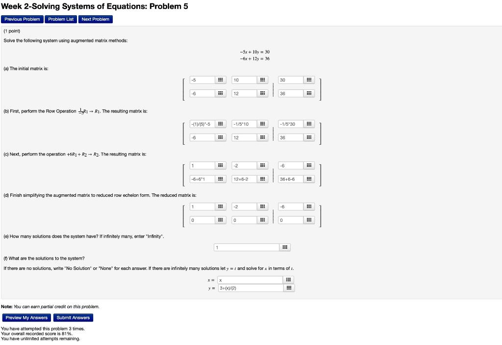 Solved Week 2-Solving Systems of Equations: Problem 5 (1 | Chegg.com