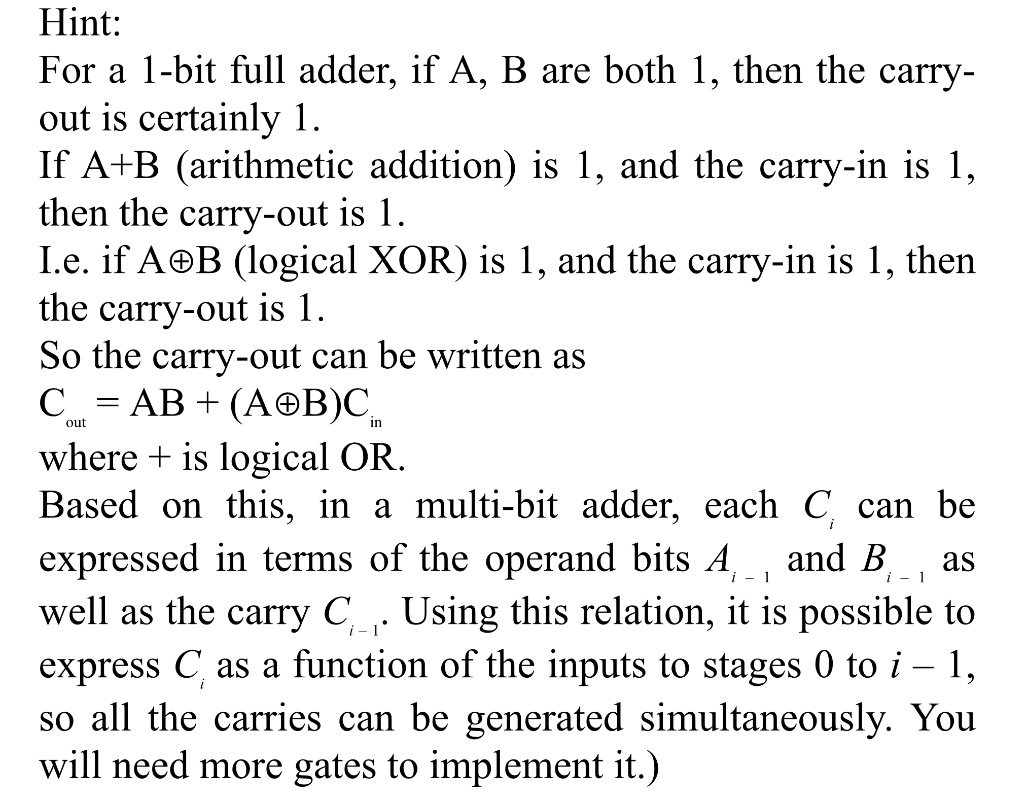 Solved [Carry-lookahead adder] An n-bit adder can be | Chegg.com