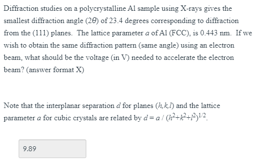 Solved Diffraction studies on a polycrystalline Al sample | Chegg.com