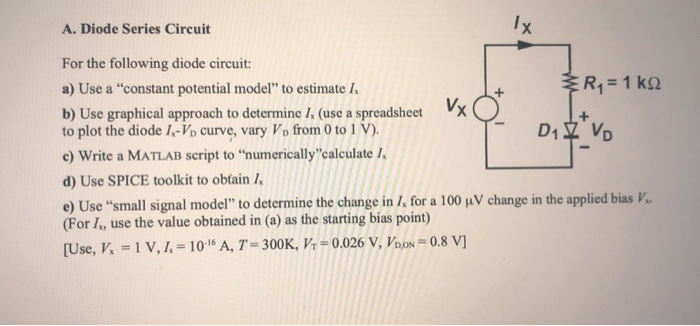 A. Diode Series Circuit lx For the following diode | Chegg.com