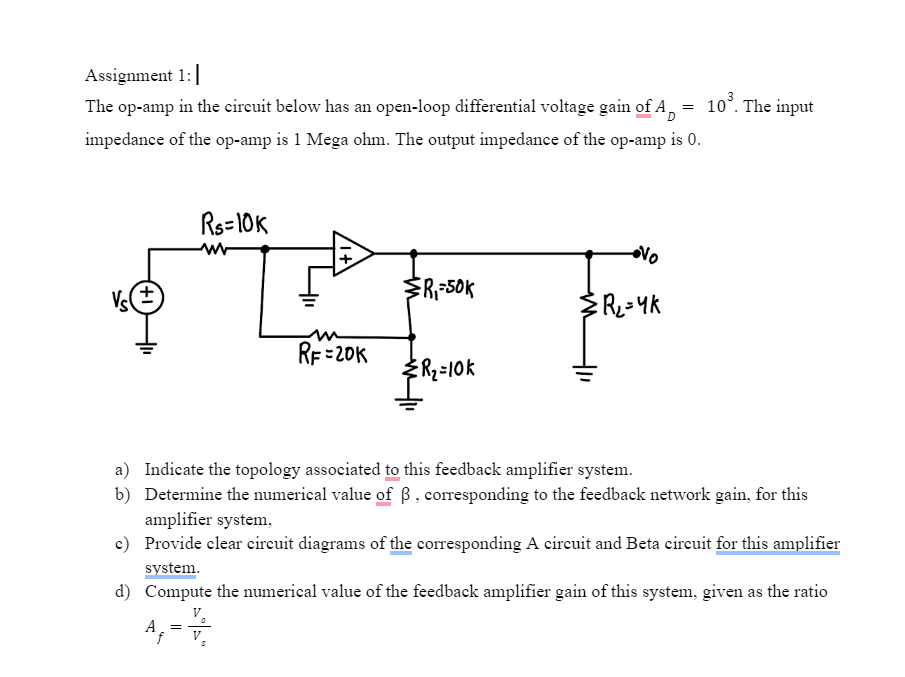 Solved Assignment 1:|The op-amp in the circuit below has an | Chegg.com