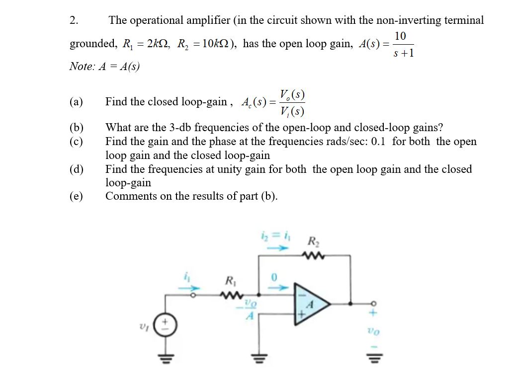 Solved 2. The operational amplifier (in the circuit shown | Chegg.com
