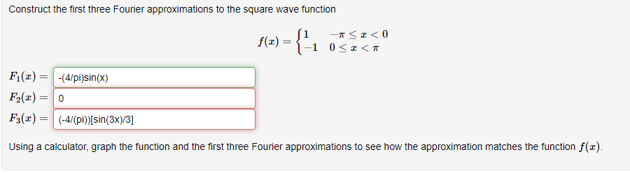 Solved Construct the first three Fourier approximations to | Chegg.com
