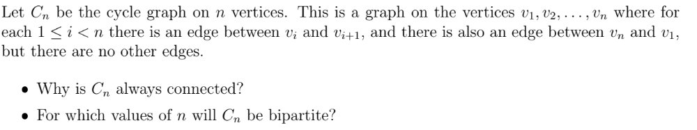 Solved Let Cn be the cycle graph on n vertices. This is a | Chegg.com
