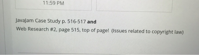 Solved 11:59 PM Javajam Case Study p. 516-517 and Web | Chegg.com