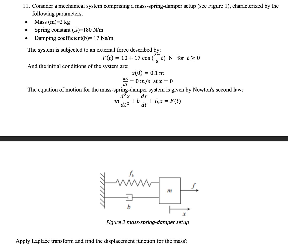 Solved Consider a mechanical system comprising a | Chegg.com